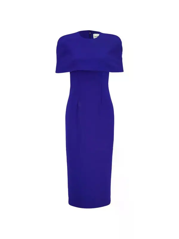 Roland Mouret Cape-overlay Crepe Midi Dress - Blue