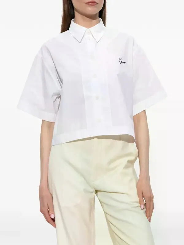 Kenzo Cropped Logo Embroidered Shirt