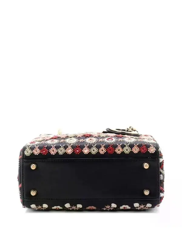 Dior Lady Chain Bag Embroidered Calfskin Mini Satchel - Black