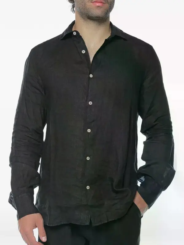MC2 SAINT BARTH Pamplona Linen Shirt - Black