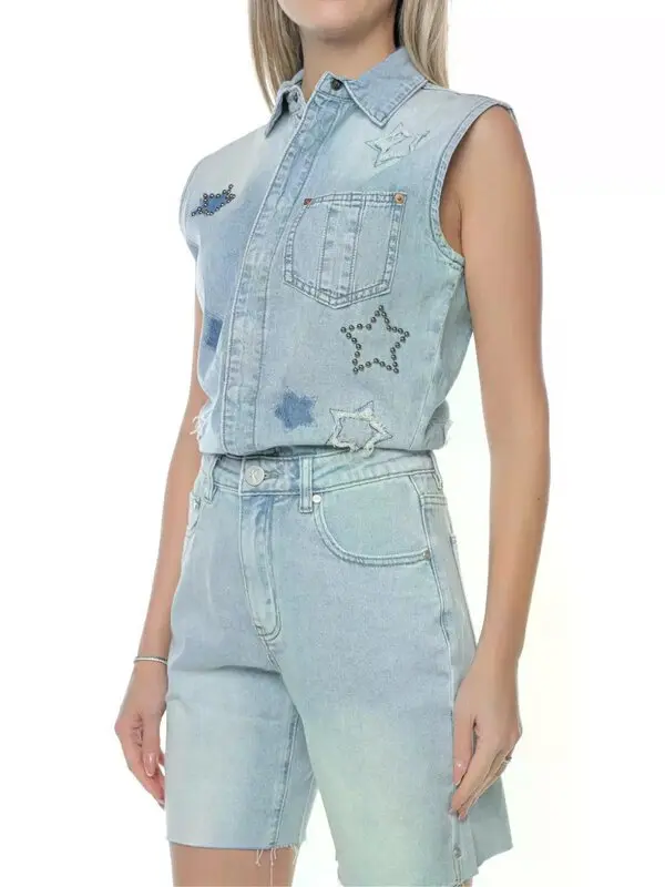 ONETEASPOON Jackson Star-patchwork Denim Playsuit
