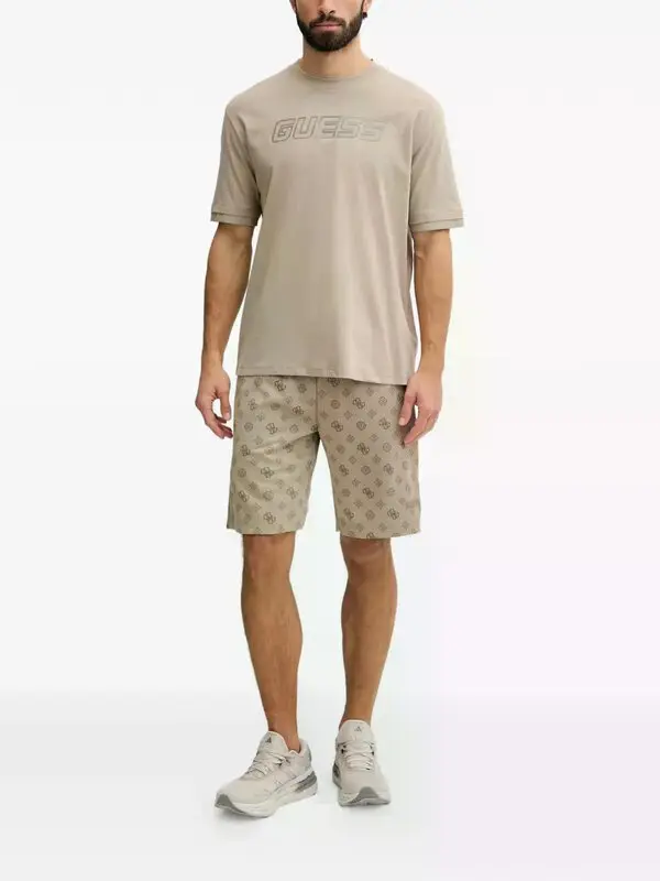 Guess Monogram Print Drawstring Shorts - Neutrals