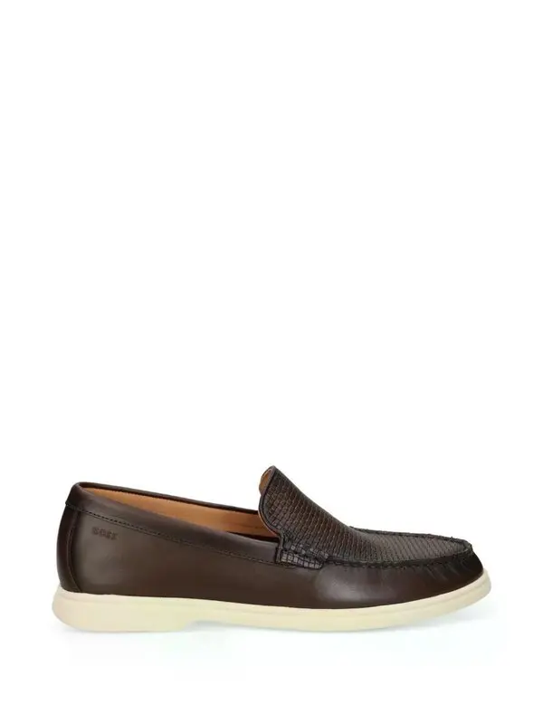 BOSS Woven-panel Leather Loafers