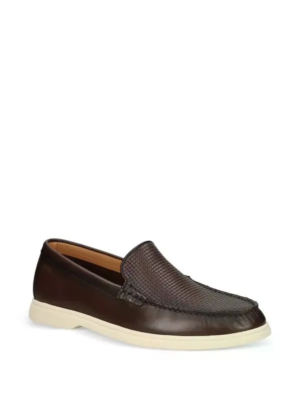 BOSS Woven-panel Leather Loafers