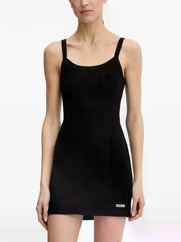 Guess Ribbed-knit Logo Detail Mini Dress