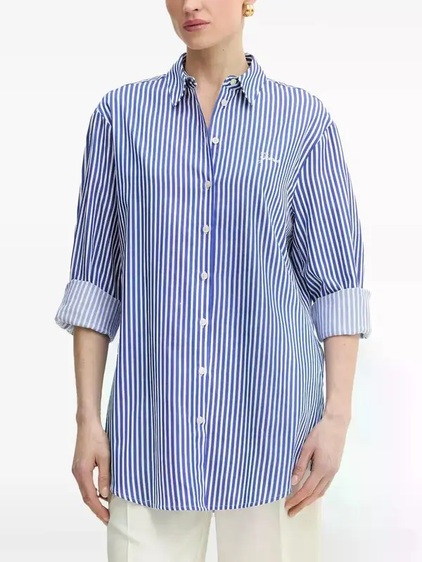 Guess Striped Logo Embroidered Shirt