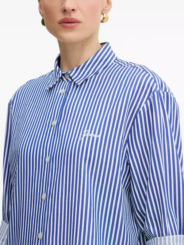 Guess Striped Logo Embroidered Shirt