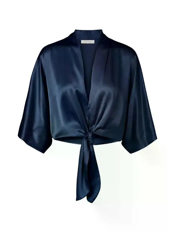 THE SEI Dolman Tie-front Silk Blouse