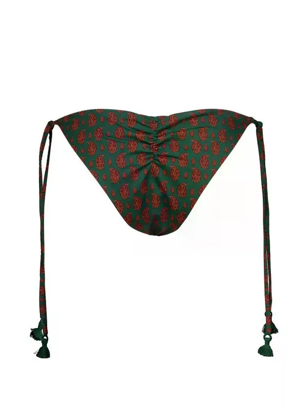 Johanna Ortiz Sagrado Paisley-print Bikini Bottoms - Green