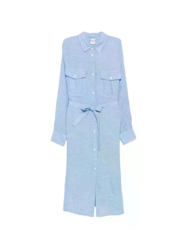Aspesi Belted Shirt Dress In Slub Texture