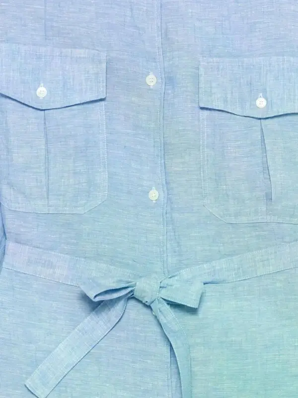 Aspesi Belted Shirt Dress In Slub Texture
