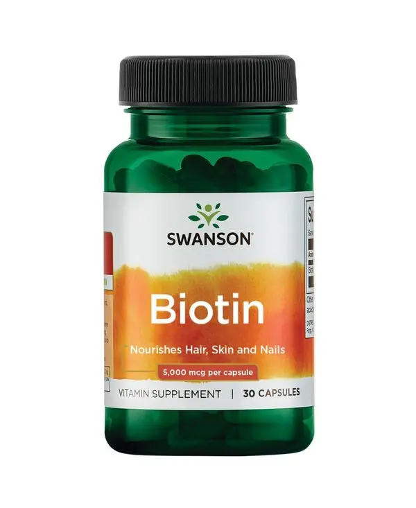 SWANSON Biotin B7 Vitamin 5000 Mcg 30 Capsules - No Color