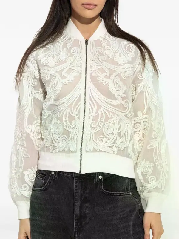 ALLSAINTS Jade Embroidered Sheer Bomber Jacket