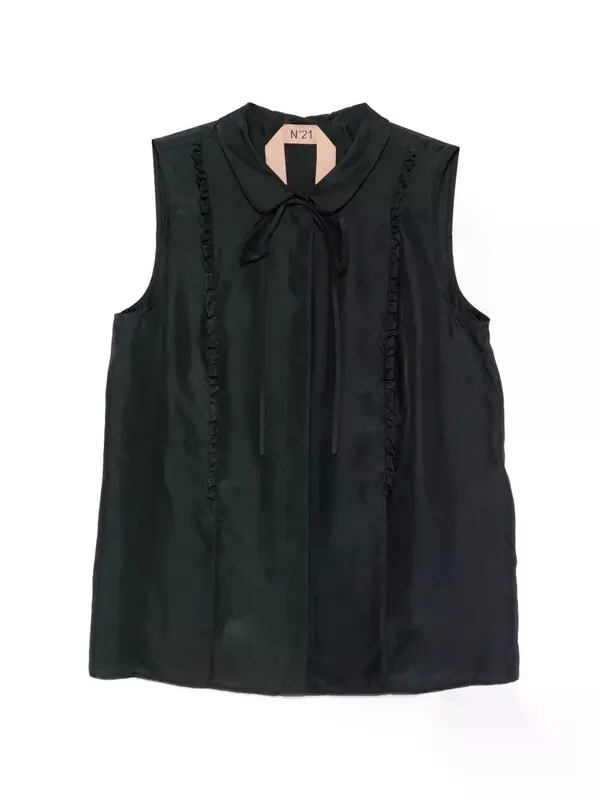 N°21 Ruffle-trimmed Sleeveless Shirt - Black