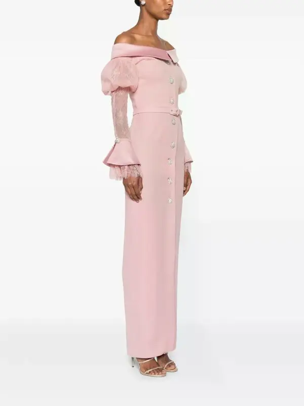 SILK LOVE & LACE Andrea Lace-panelled Off-shoulder Maxi Dress - Pink