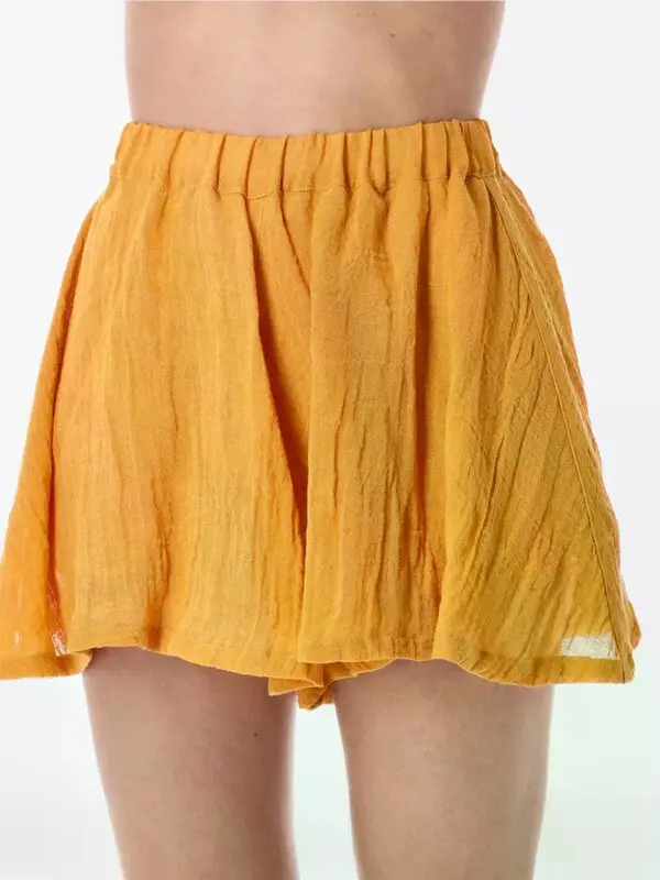 120% Lino Elasticated Waist Shorts - Orange