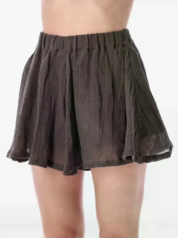 120% Lino Elasticated Waistband Shorts - Brown