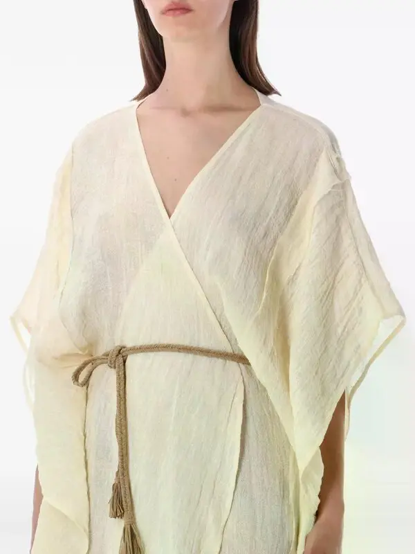 120% Lino V-neck Belted Kaftan