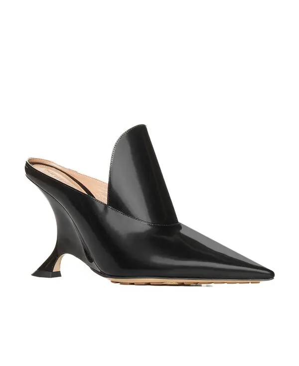 Bottega Veneta Pointed Toe Sculptural Heel Mules