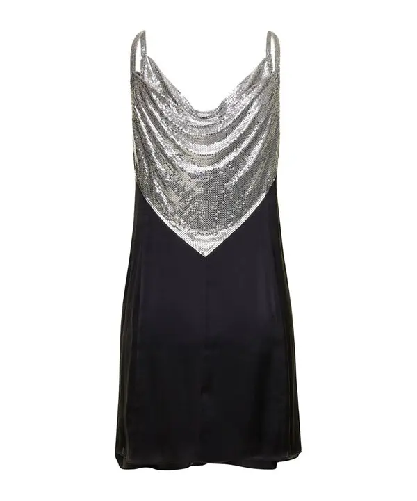 Rabanne Chainmail Panelled Cowl-neck Mini Dress
