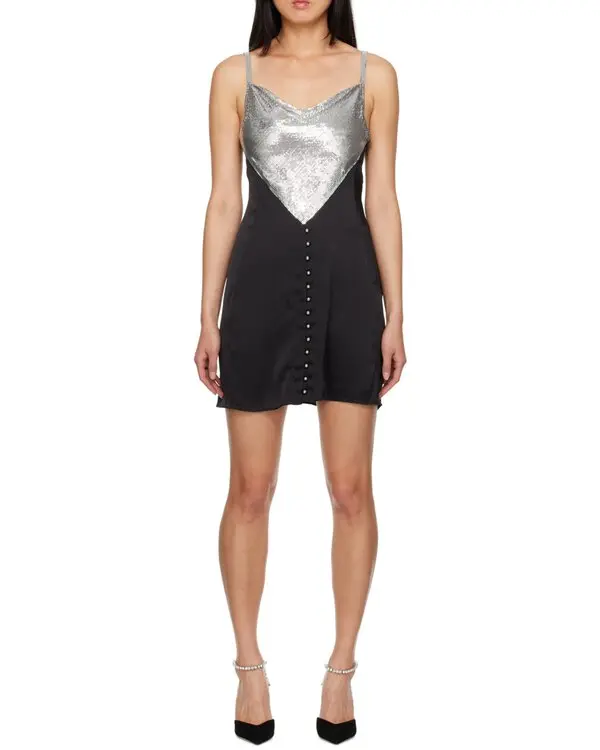Rabanne Chainmail Panelled Cowl-neck Mini Dress