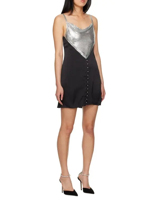 Rabanne Chainmail Panelled Cowl-neck Mini Dress