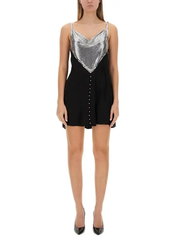 Rabanne Chainmail Panelled Cowl-neck Mini Dress