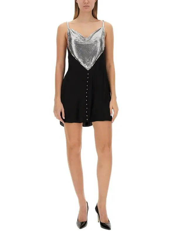 Rabanne Chainmail Panelled Cowl-neck Mini Dress