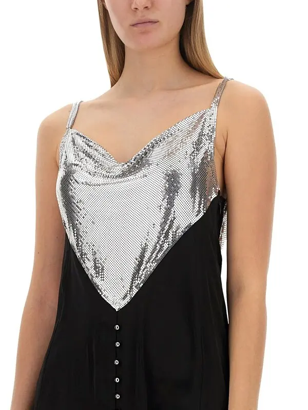 Rabanne Chainmail Panelled Cowl-neck Mini Dress