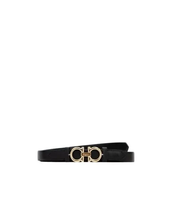 FERRAGAMO Gancini Slim Belt - Black
