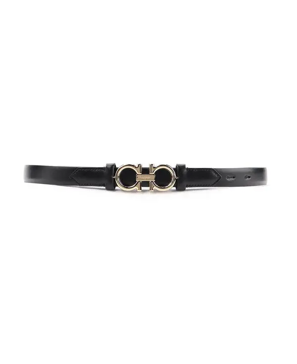 FERRAGAMO Gancini Slim Belt - Black
