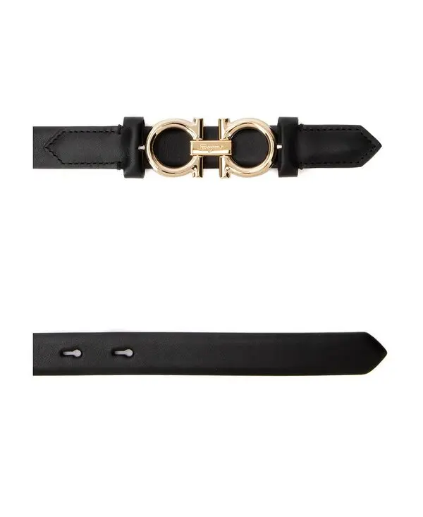 FERRAGAMO Gancini Slim Belt - Black