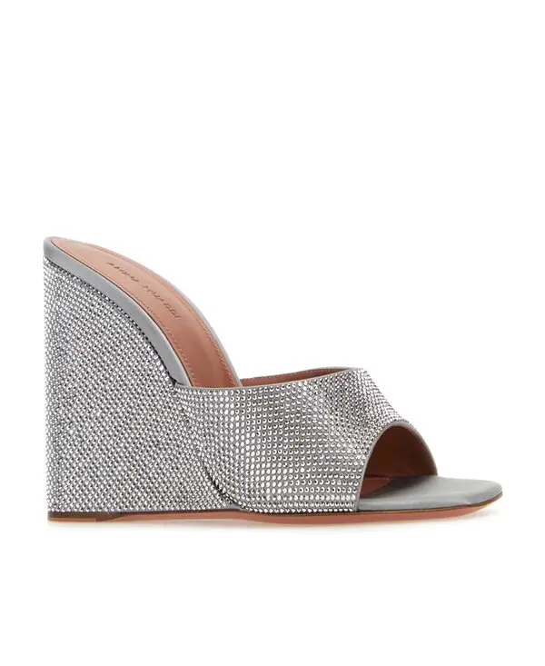 Amina Muaddi Embellished Wedge Sandals