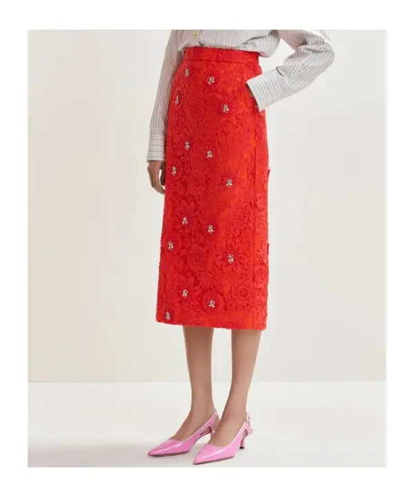 Essentiel Antwerp Embellished Lace Midi Skirt