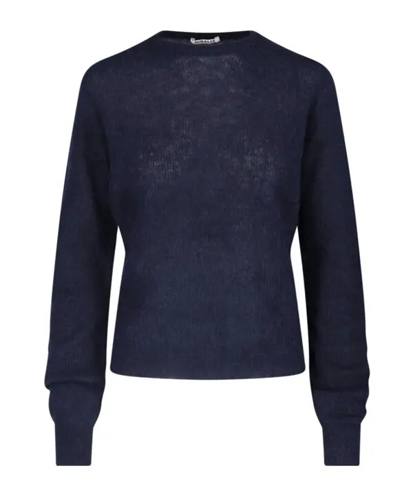 Auralee Fuzzy Crewneck Knitted Sweater