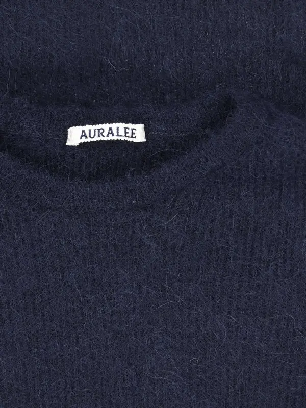 Auralee Fuzzy Crewneck Knitted Sweater