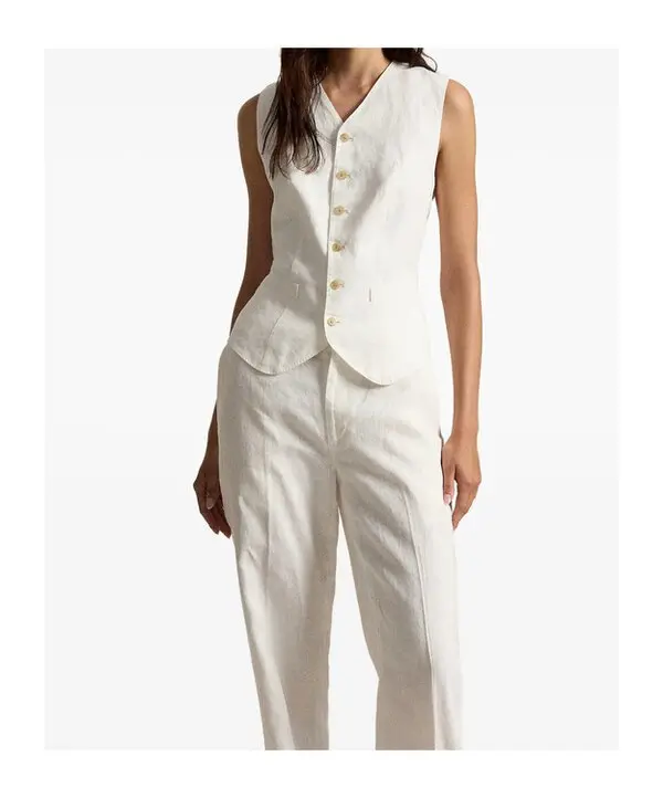 Ralph Lauren V-neck Sleeveless Vest With Button Closure