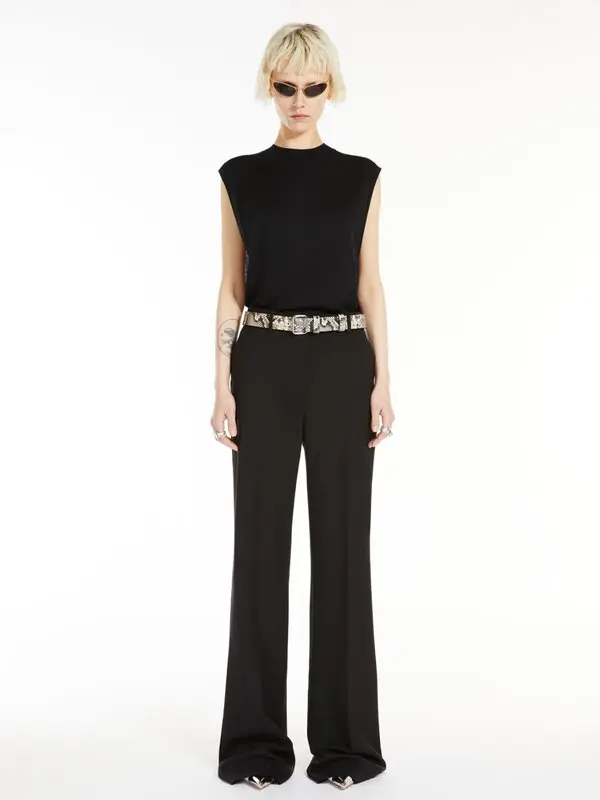 Sportmax Sleeveless Wool-silk Top With Ribbed Details