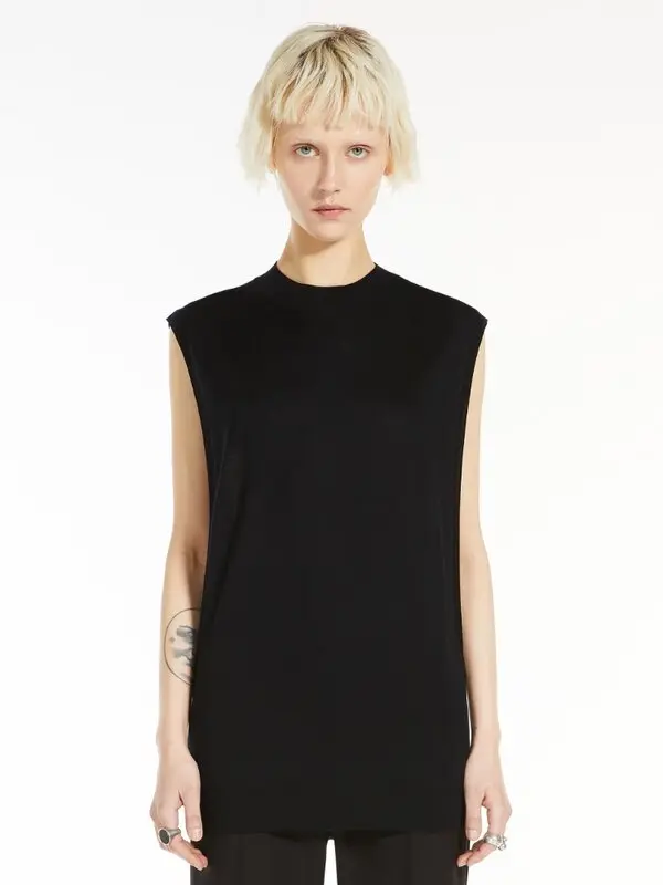 Sportmax Sleeveless Wool-silk Top With Ribbed Details
