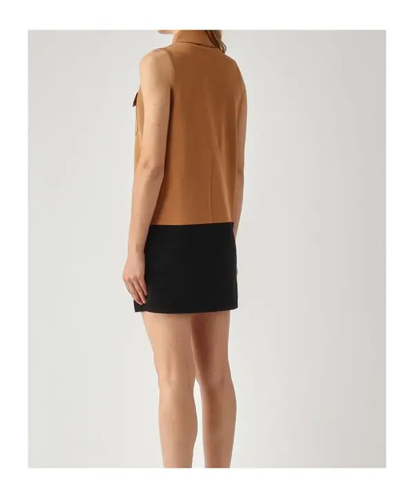 Elisabetta Franchi Sleeveless Knitted Mini Dress With Turn-down Collar