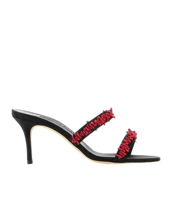 Manolo Blahnik Embellished Satin Mules