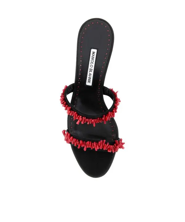 Manolo Blahnik Embellished Satin Mules