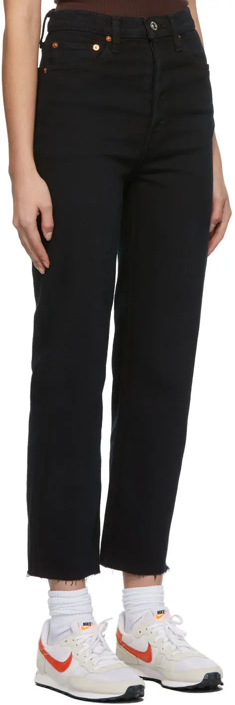 RE/DONE High-rise Straight-leg Jeans - Black