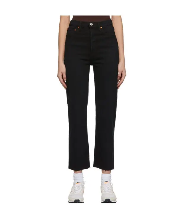 RE/DONE High-rise Straight-leg Jeans - Black