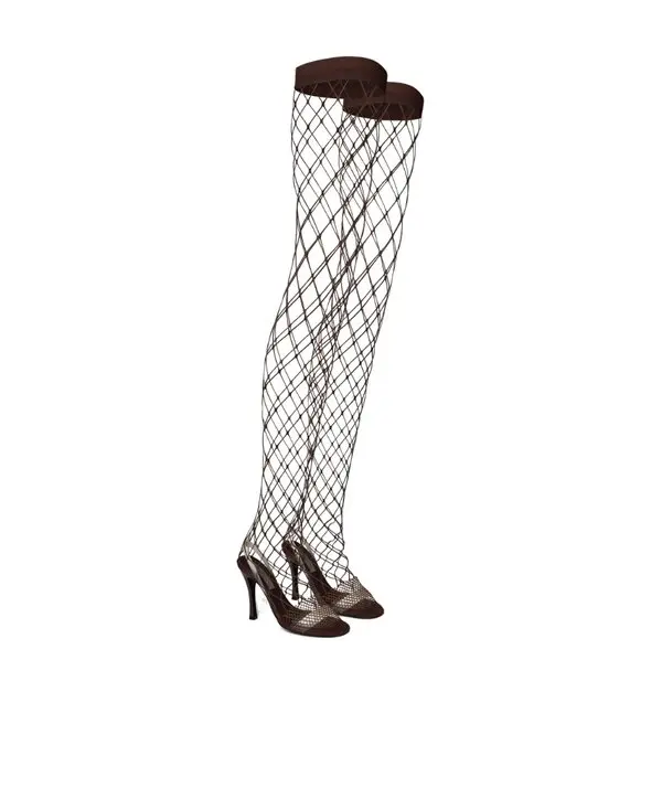 Stella McCartney Slip-on Fishnet Heeled Sandals - Gray