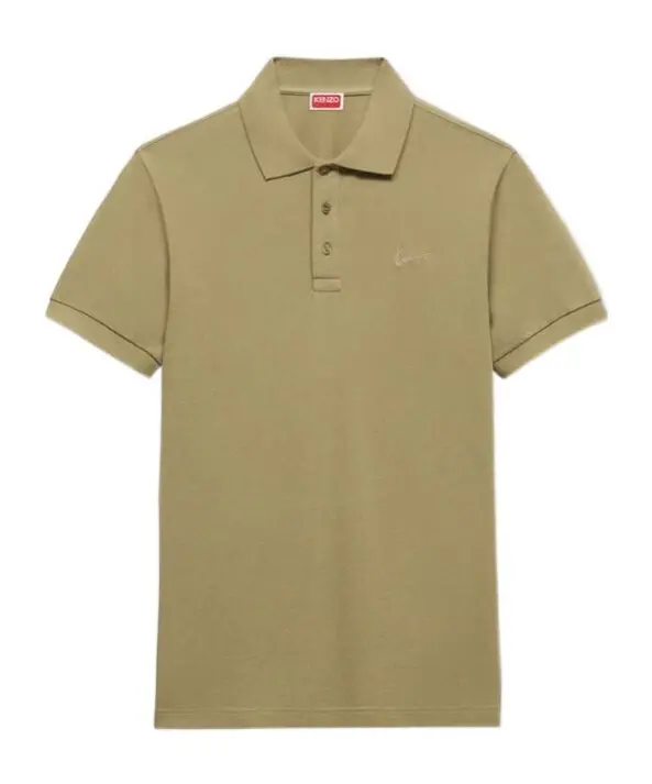 Kenzo Signature Embroidered Slim Polo Shirt - Khaki