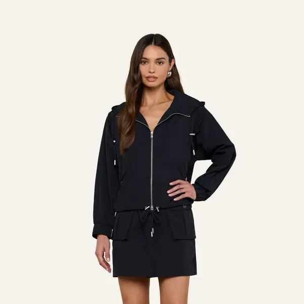 L'Agence Miro Hooded Windbreaker - Black