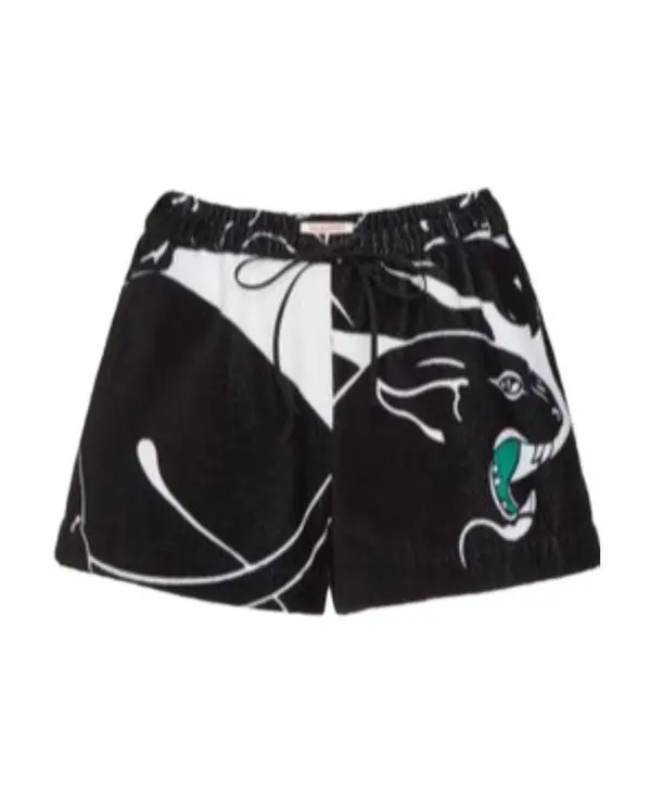 Valentino Garavani Panther Print Cotton Terry Cloth Shorts