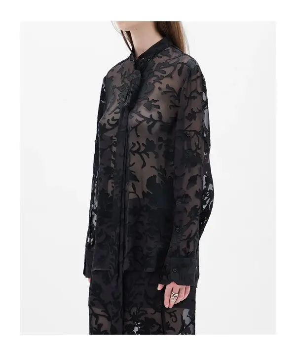 ANN DEMEULEMEESTER Floral Jacquard Tie Neck Shirt