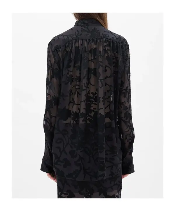 ANN DEMEULEMEESTER Floral Jacquard Tie Neck Shirt